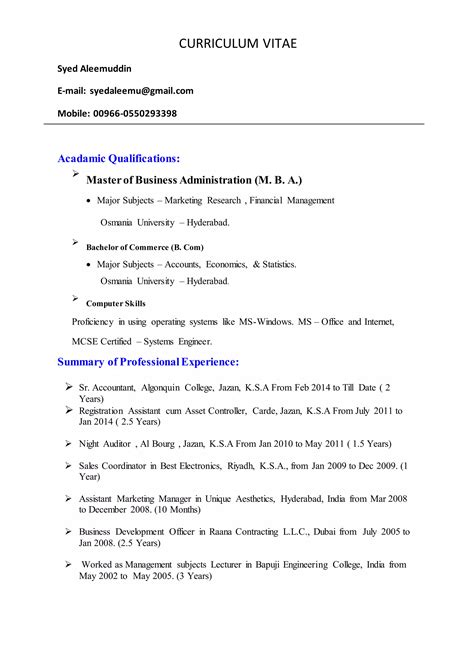 Cv Syed Aleemuddin Pdf