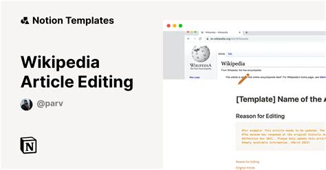 Wikipedia Article Editing Template Notion Marketplace