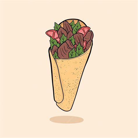 Premium Vector Hand Drawn Delicious Shawarma Illustration