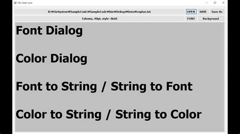 c fontdialog colordialog fonttostring colortostring youtube
