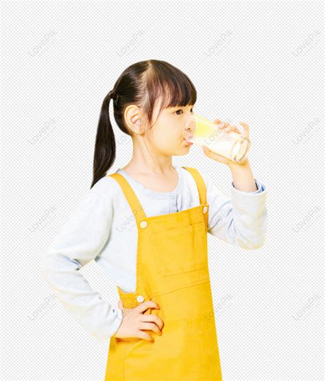 우유를 마시는 소녀 Png 일러스트 무료 다운로드 Lovepik