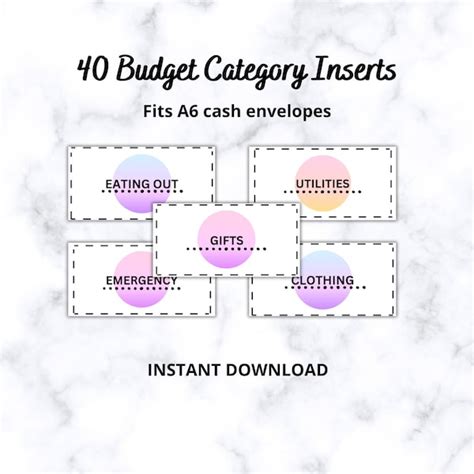 Inserts For Cash Binder Etsy