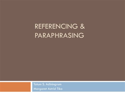 Referencing And Paraphrasing