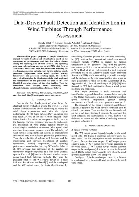 Pdf Data Driven Fault Detection And Identification In Wind Turbines
