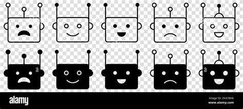 Set Of Cute Chatbot Face Robot Icons Design Can Use For Web And Mobile App Vector Illustration