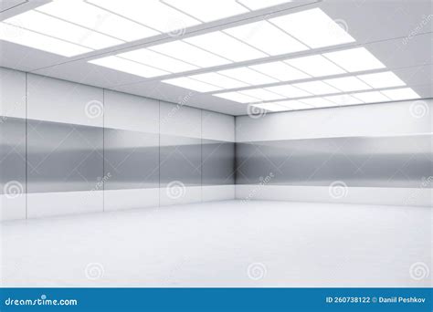 Perspective View On Blank White Floor With Place For Product Or Car