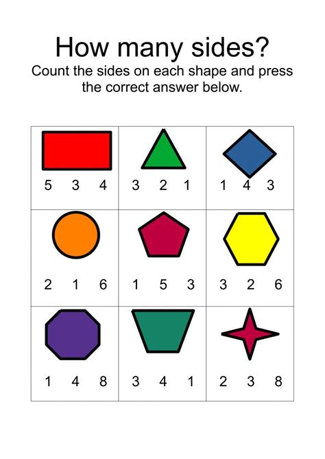 Counting Sides On Shapes Worksheet Artofit