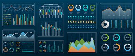 프리 젠 테이 션을 위한 미래 지향적 인 기술 인터페이스 컬러 차트 및 다이어그램과 관리 데이터 화면 가상현실에 대한 스톡 벡터 아트 및 기타 이미지 Istock