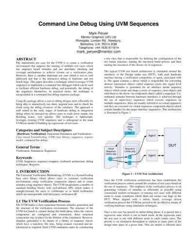 Command Line Debug Using Uvm Sequences Dvcon Virtual