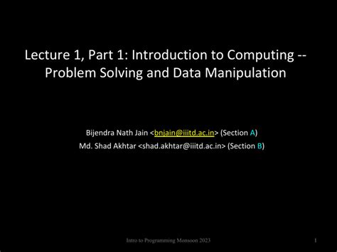 Intro To Computing Problem Solving And Data Manipulation