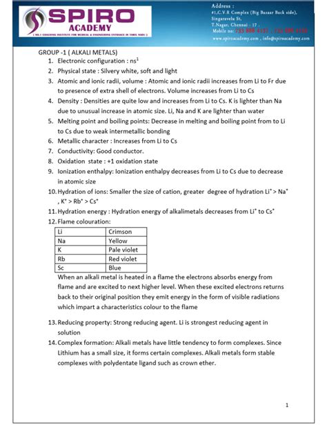 S Block Elements Pdf