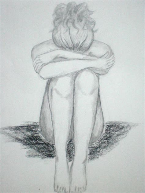 Sad Alone Girl Pencil Drawing Bestpencildrawing
