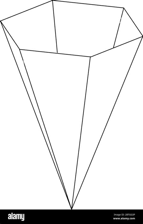 Geometric Construction Of A Hollow Right Hexagonal Pyramid The Base Is A Hexagon And The Faces
