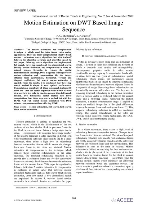 Pdf Motion Estimation On Dwt Based Image Sequence