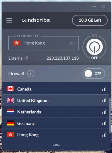 Windscribe Free 10 GB VPN Tool For Windows
