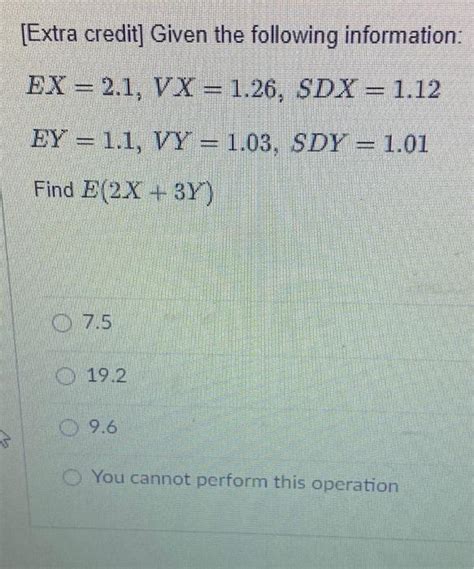 Solved Extra Credit Given The Following Information