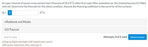 Solved An Open Channel Of Square Cross Section Had A Chegg