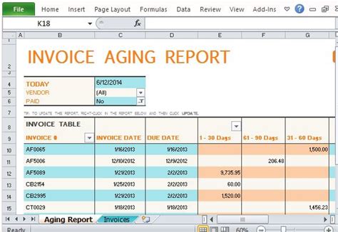 Invoice Aging Report Excel Template Invoice Example