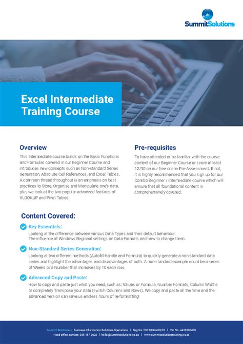 Excel Intermediate Training Course Overview This Intermediate Course Builds On The Basic