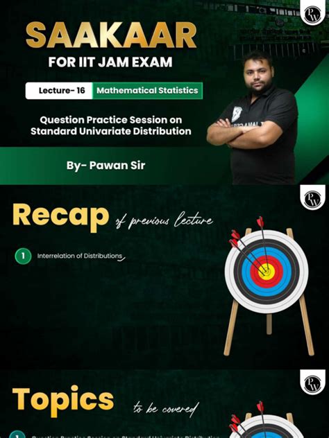 Standard Univariate Distribution 16 Class Notes Saakaar Mathematical Statistics Pdf