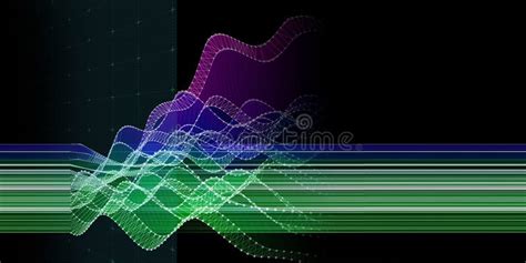 Abstract Background Graph Curved Grid And Blurred Lines Data On Black Technology Data Concept