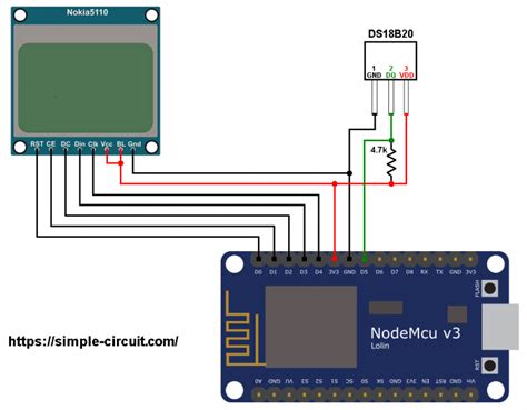 Nodemcu With Ds18b20 Temperature Sensor And Nokia 5110 Lcd