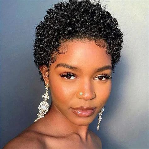 Short Afro Kinky Curly Hair Wigs Short Pixie Cut Remy Temu United Kingdom