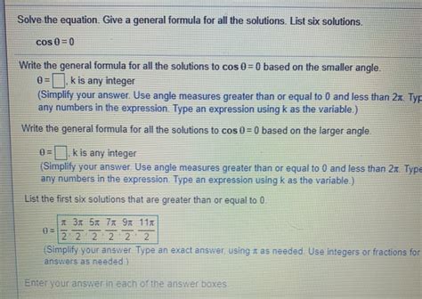 Solved Solve The Equation Give A General Formula For All Chegg Com