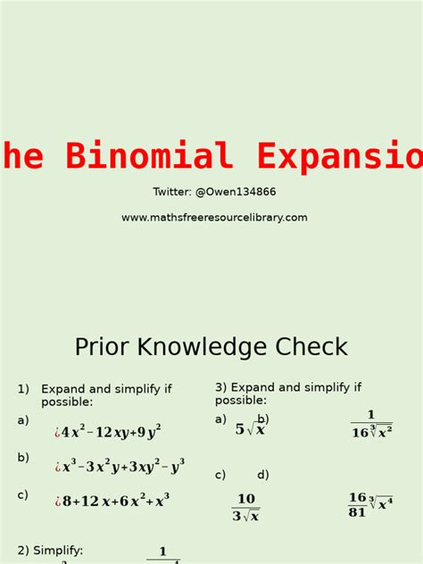 8 The Binomial Expansion Pdf Mathematical Objects Number Theory