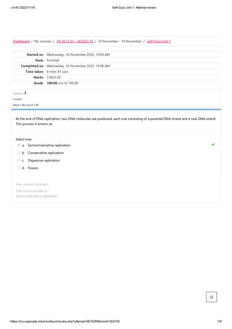 Self Quiz Unit Attempt Review Started On Wednesday November AM State