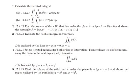 solved 1 calculate the iterated integral a