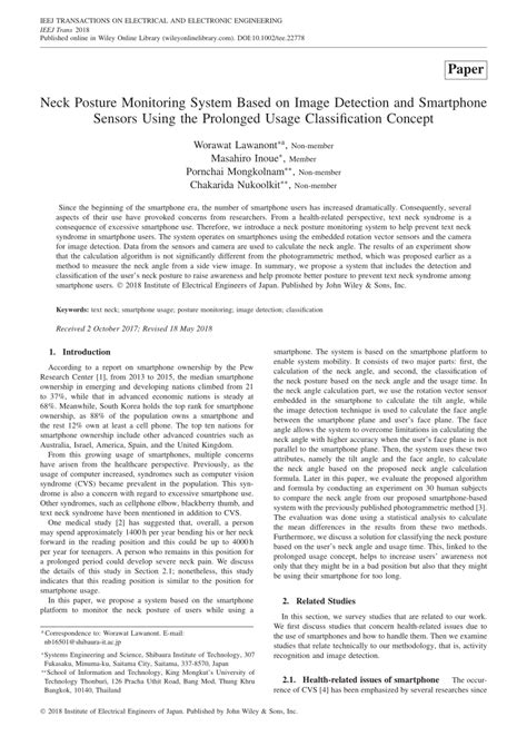 Pdf Neck Posture Monitoring System Based On Image Detection And Smartphone Sensors Using The
