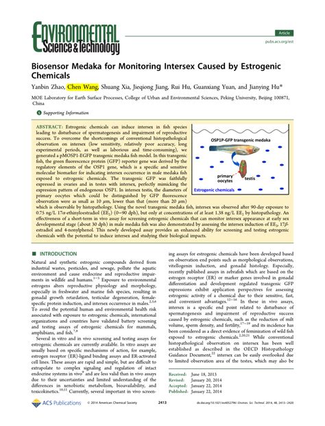 Pdf Biosensor Medaka For Monitoring Intersex Caused By Estrogenic