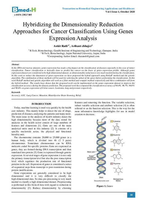 Pdf Hybridizing The Dimensionality Reduction Approaches For Cancer