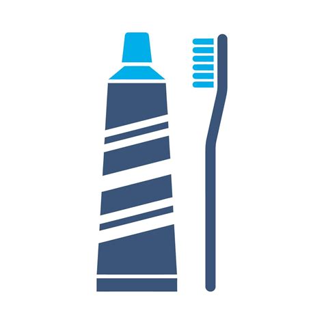 Dental Care Icon Blue Flat Design Toothpaste Toothbrush Symbol Hygiene