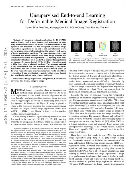 Pdf Unsupervised End To End Learning For Deformable Medical Image Registration