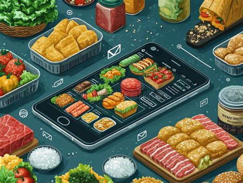 An Illustration Depicting The Process Of Ordering Food Online