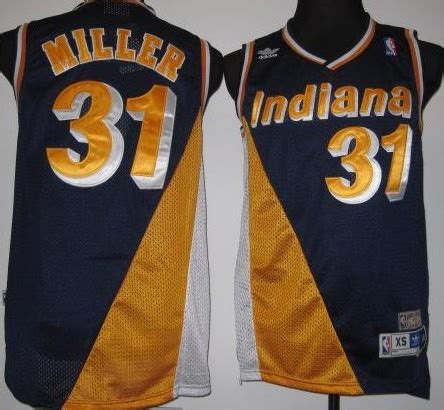 Mens Indiana Pacers 31 Reggie Miller Gold Pinstripe Throwback Swingman Jersey