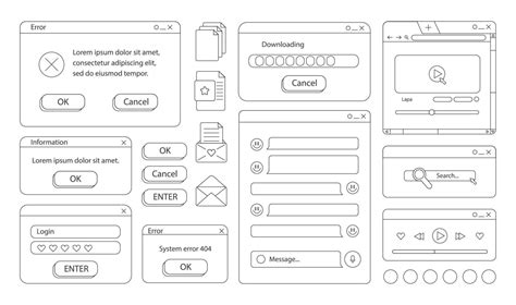 Set Of Retro Stickers Doodle Style Old Desktop User Interface