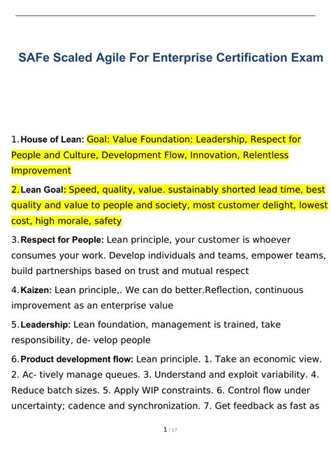 Safe Scaled Agile For Enterprise Certification Exam 2022 With Complete Solution Safe Scaled