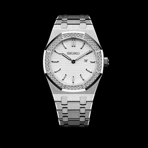Seiko Mod Ap Lady White Silver Waffle Mod Watch Cambodia
