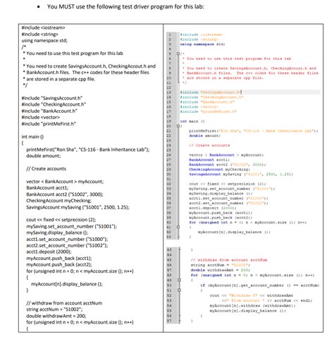 Solved 1 Define A Class Bankaccount Which Contains The