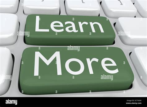 3d Illustration Of Computer Keyboard With The Script Learn More On Two Adjacent Green Buttons