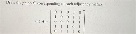 solved draw the graph g corresponding to each adjacency