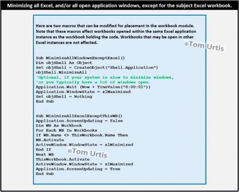Tom Urtis On Linkedin Minimizing All Excel Andor All Open
