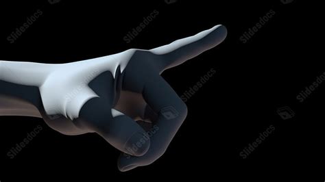 Animated 3d Hand Pointing Left With Index Finger Clicking Or Casting Shadow Powerpoint