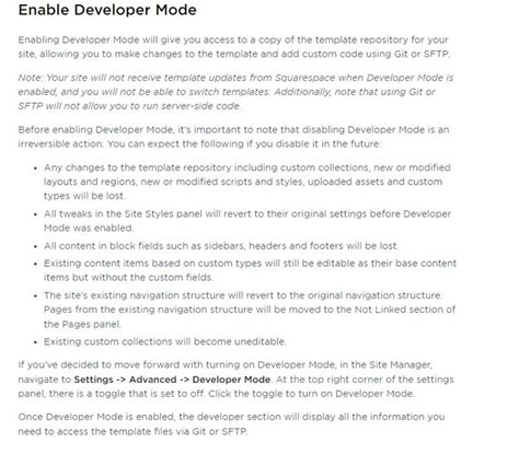 Is It Risky To Enable Developer Mode On Customize With Code Squarespace Forum Is It Risky To Enable Developer Mode On Customize With Code Squarespace Forum