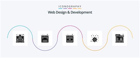 Web Design And Development Glyph 5 Icon Pack Including Browser