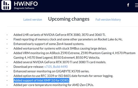 Latest Hwinfo Update Adds Suport For Xmp 3 0 On Ddr5 Among Other Features Techpowerup