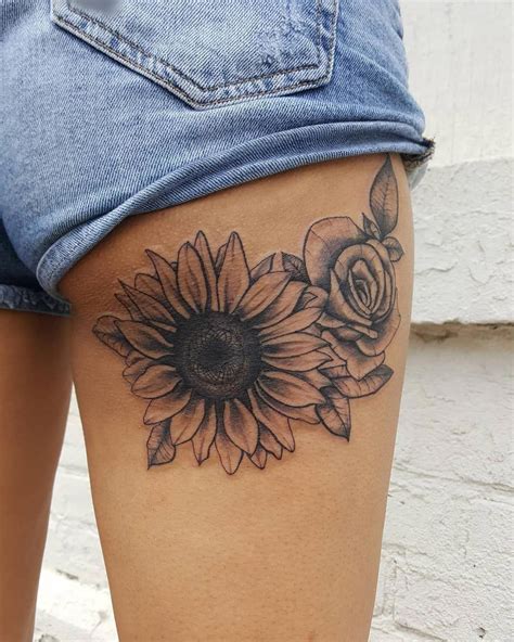 Sunflower Tattoo On Leg